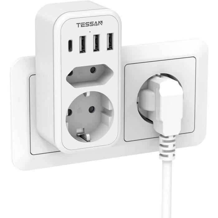 Multiprise Electrique Avec Prise Euro, Chargeur Usb C Multiprise Blanc ...