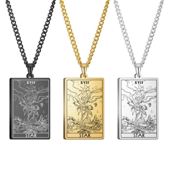 Dawapara Tarot cartes collier Vintage en acier inoxydable bijoux nouvel ...