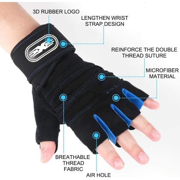 Gants de sport pour hommes haltérophilie musculation Fitness sans ...
