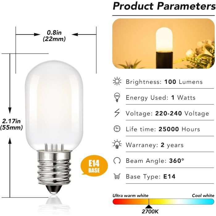 Led Filament Candelabra Ampoule 1W T22 E14 Candélabre Lampe De Fond ...
