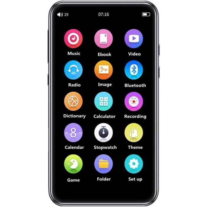 Plein écran MP3 Bluetooth 5.0 HiFi Walkman 4.0 Pouces IPS Grand écran ...