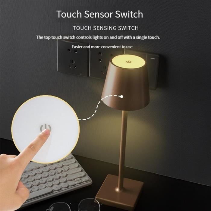 Lampes De Table Sans Fil Rechargeables Par Usb Batterie Intégrée 5200 Mah Contrôle Tactile Lampe ...