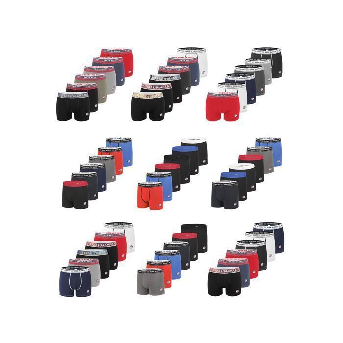 Serge Blanco Boxer Homme Caleçon Homme - Noir (Lot de 6) Noir ...