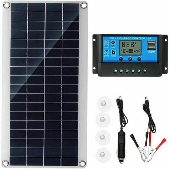 Panneau solaire 300W 12V kit charge batterie régulateur 20A extérieur camping jardin éclairage ...