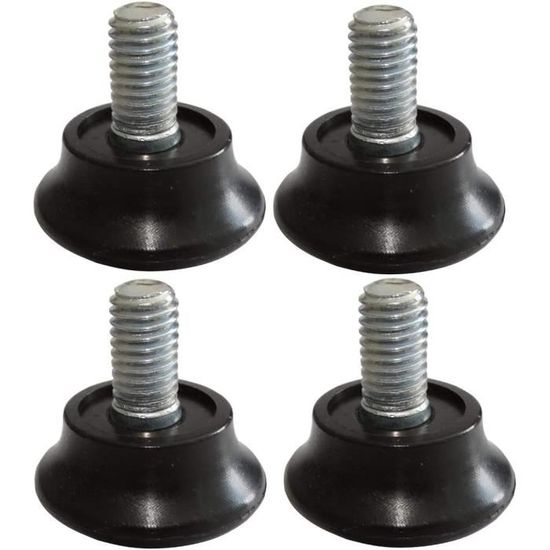 4x pieds vérin de meuble réglable ajustable M8 à visser Ø28 H12mm noir ...