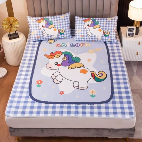 Drap housse,Draps de matelas en soie glacée,Textiles de maison,faciles à nettoyer,imprimés ...