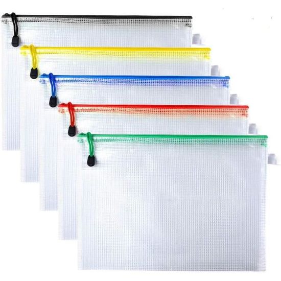 Kuuqa A4 Zip Document Dossier Pochette en plastique Zip portefeuilles ...