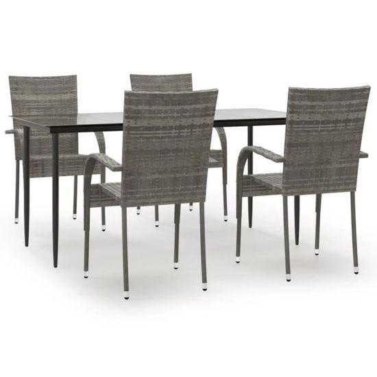 Mobilier de jardin en Résine tressée, Ensemble à dîner de jardin 5 PCS ...