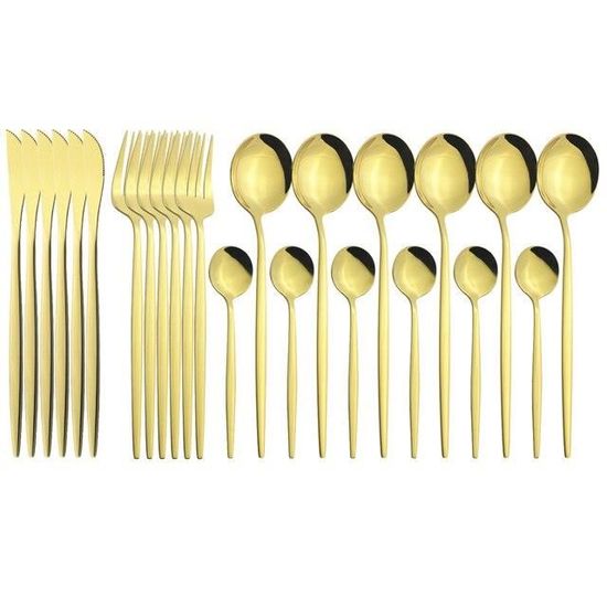 MENAGERE,24Pcs Gold--Service de vaisselle en acier inoxydable, 24 ...