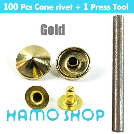 RIVET,Cone Rivet Gold-8mm--Goujons en métal de toutes les tailles, 100 ...