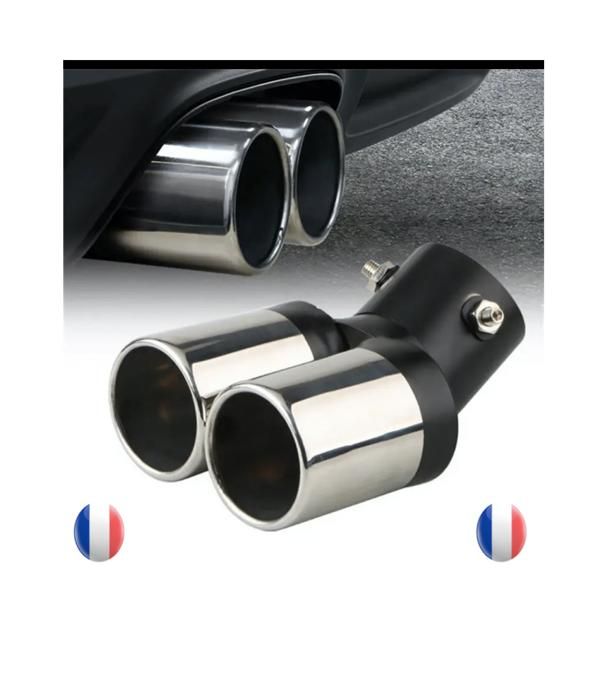 Embout Echappement double bordure chromée sortie 6,3 cm / 63mm POUR ...
