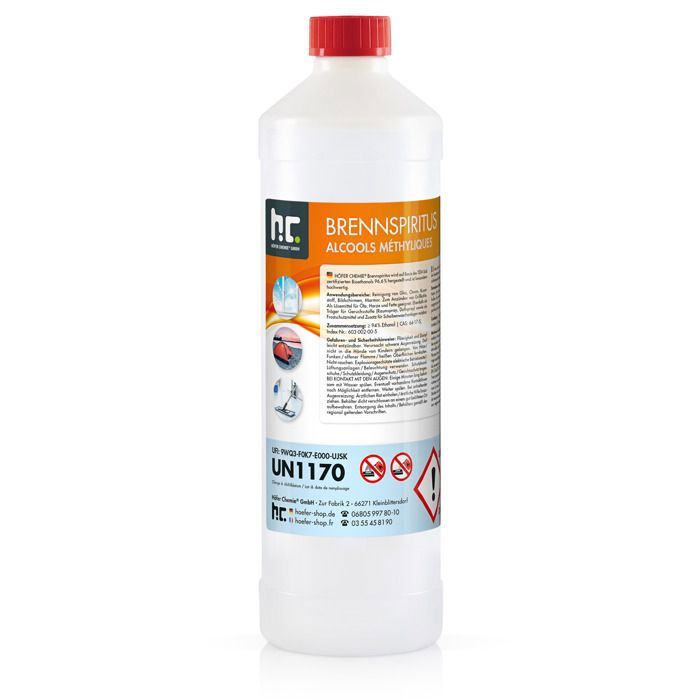 Höfer Chemie® Alcool à Brûler 1L - 94% Alcool Pur pour Nettoyage sans ...