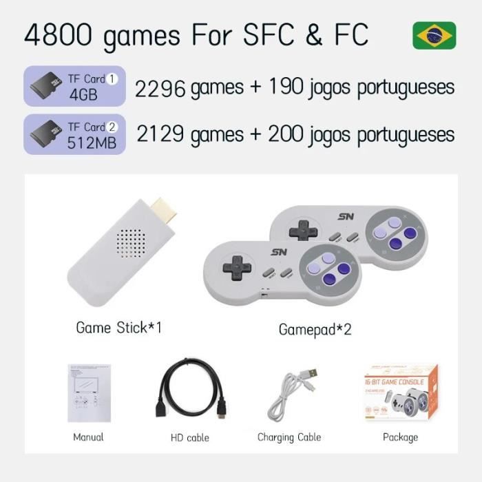 4800 jeux avec BR - Mini Everdrive Console de jeu TV rétro sans fil, 16 ...