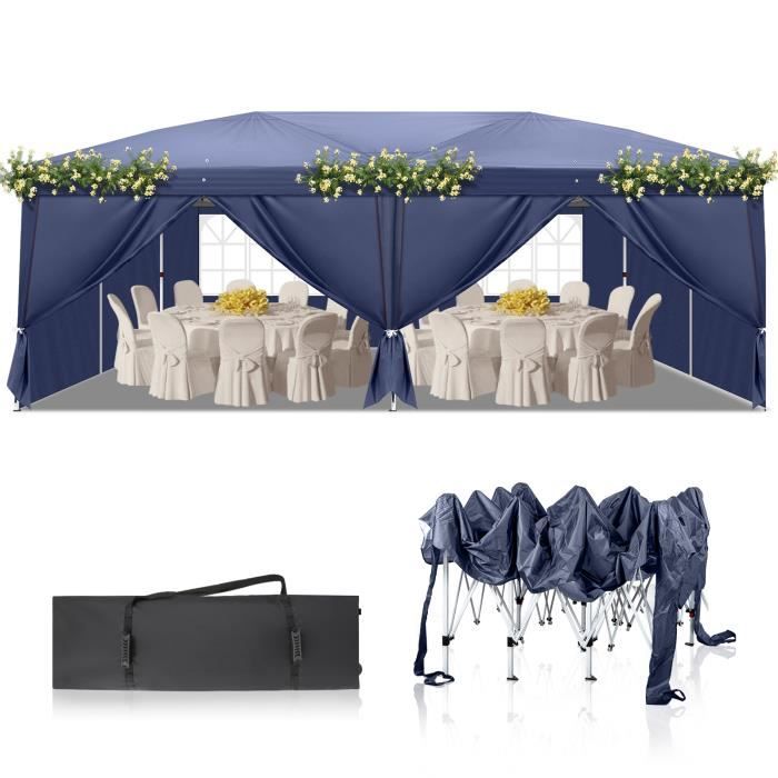Tonnelle Pliante 3x6 m, Tonnelle de Jardin Imperméable avec 6 côtés ...