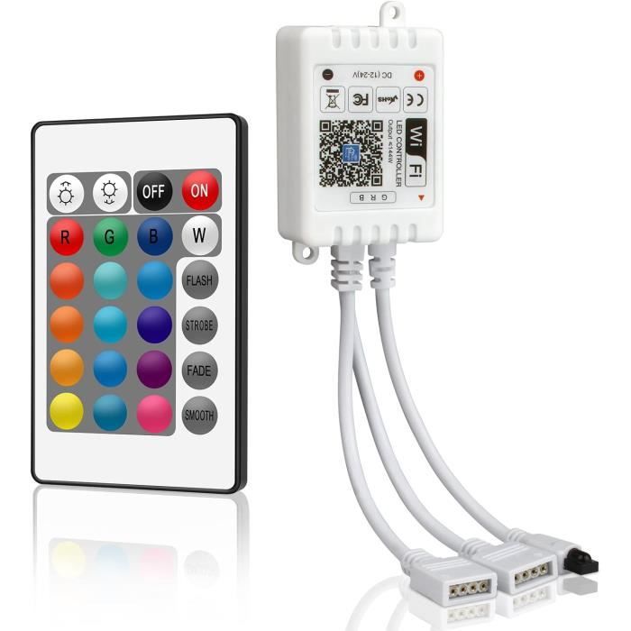 Rgb Control Box 12V-24V Controleur Led Rgb Wifi Avec Telecommande Ir 24 ...