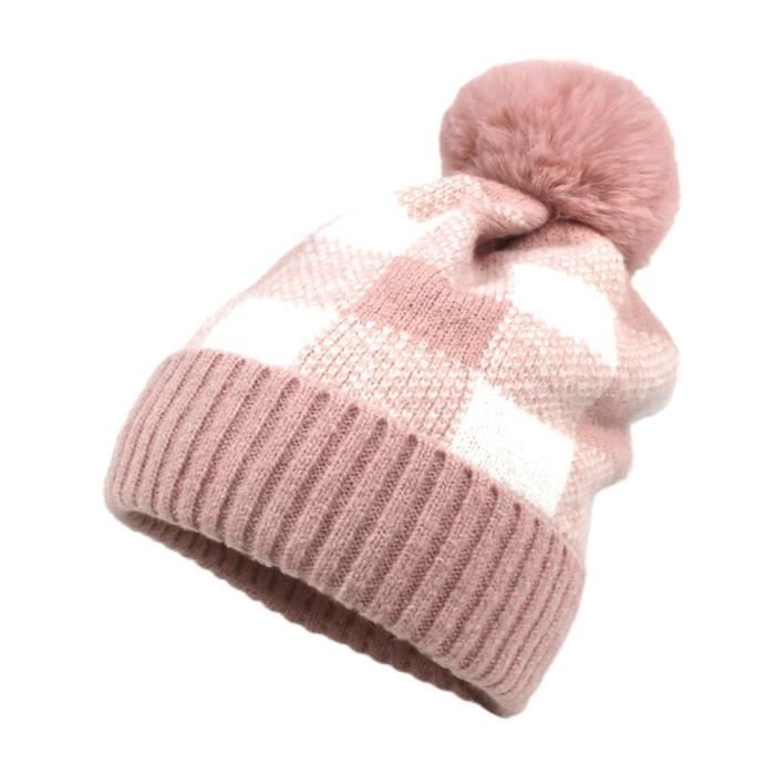 Bonnet à Carreaux Vintage Femme Chic Bonnet Chaud en Fausse Fourrure ...