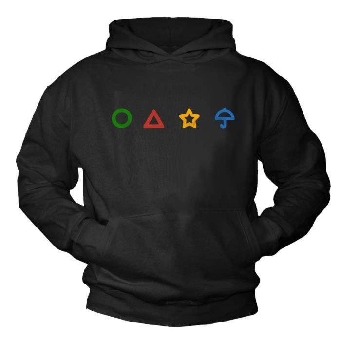 Sweatshirt à Capuche Homme - Game Symbols Pull Sweat Hoodie Squids Noir ...