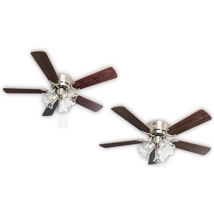 105620192 Ventilateur De Plafond, Métal, 44 W, Bois De Rose-Noyer Foncé ...