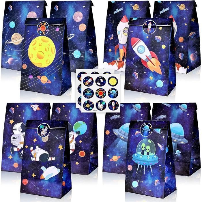 Sacs Cadeaux, 12PCS Sacs de Bonbons en Papier Kraft avec 18 Autocollant, Pochette Bonbon Papier ...