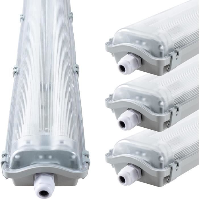 Proventa Lot De 4 Lampes Led Pour Pièces Humides Ip65 120 Cm Avec 2 ...