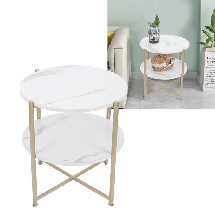 Table basse ronde en tableau des densités - VGEBY - Blanche - 54x48.5cm ...