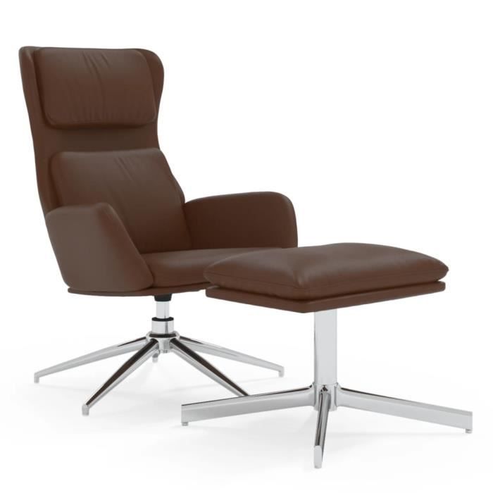 RHO - Fauteuils - Chaise de relaxation avec tabouret Marron brillant ...
