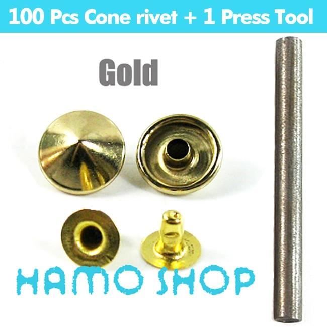 RIVET,Cone Rivet Gold-8mm--Goujons en métal de toutes les tailles, 100 ...