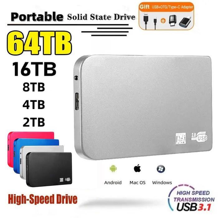 Disque dur Externe Portable 2 To – Disque de Stockage Haute Vitesse USB ...