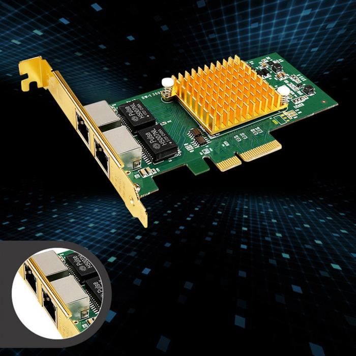 Carte RéSeau RJ45 Double Port Gigabit 1000 Mbps PCIe X4 Carte RéSeau ...