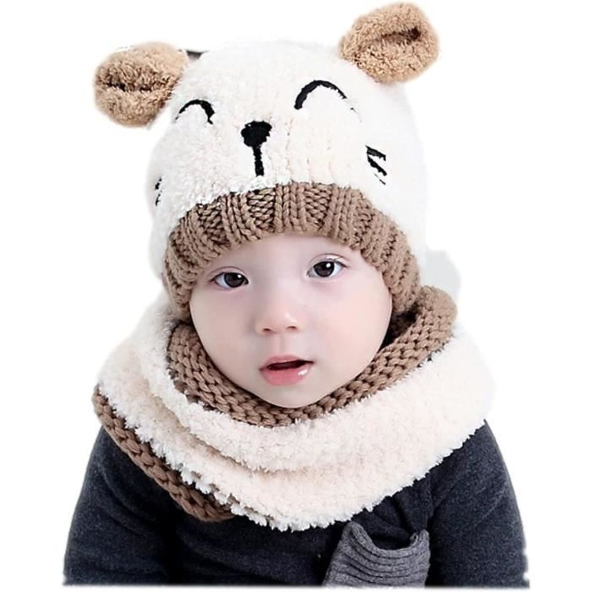 Bonnet Bébé Fille Hiver Bonnet De Bébé Ours Et Son écharpe En Laine