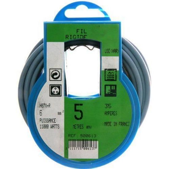 PROFIPLAST Couronne de câble 5 m HO7V-R 6 mm2 Bleu - Cdiscount Bricolage