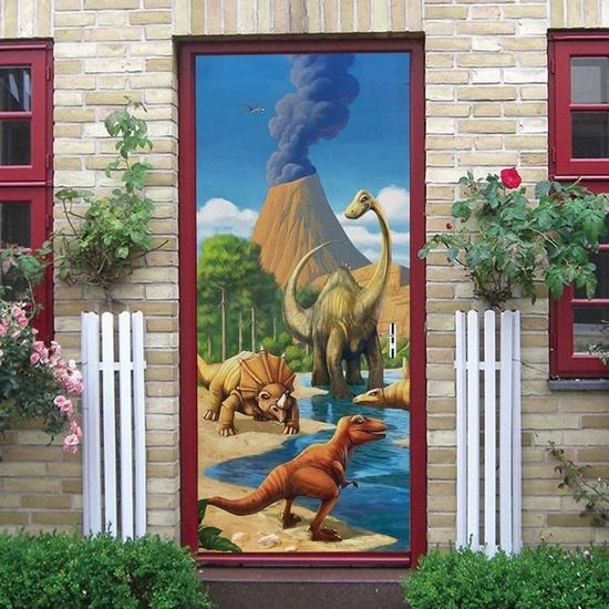 ZLTHNB 3D Papier Peint Porte L'ère des dinosaures ImperméAble Amovible ...