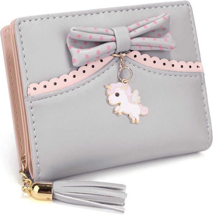 Wallet For Girls Cute Unicorn Bowknot Women Coin Purse Card Bill Holder ...