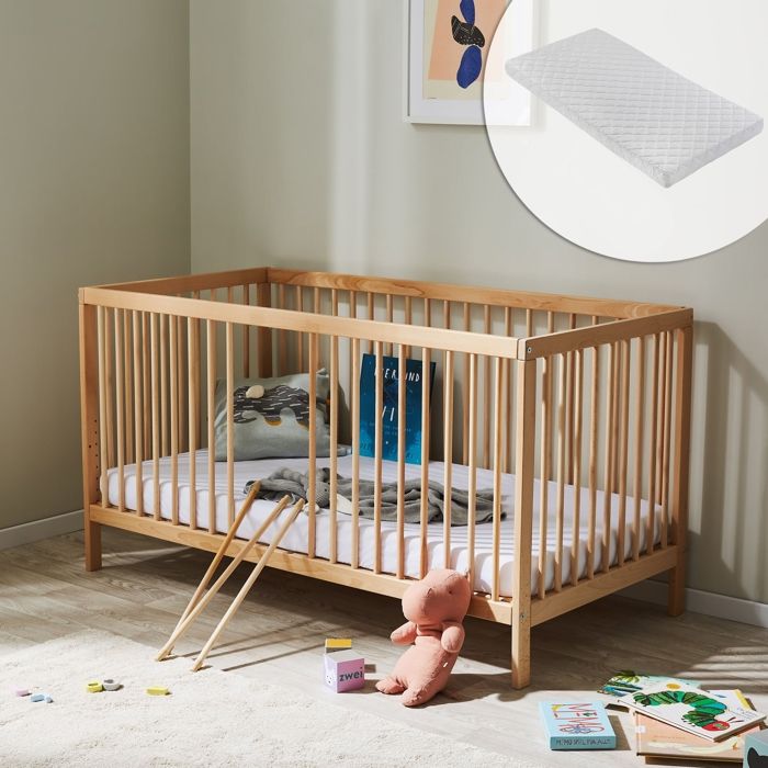 Lit bébé 60x120 matelas inclus - Lit à barreaux pour bébé - Réglable en ...