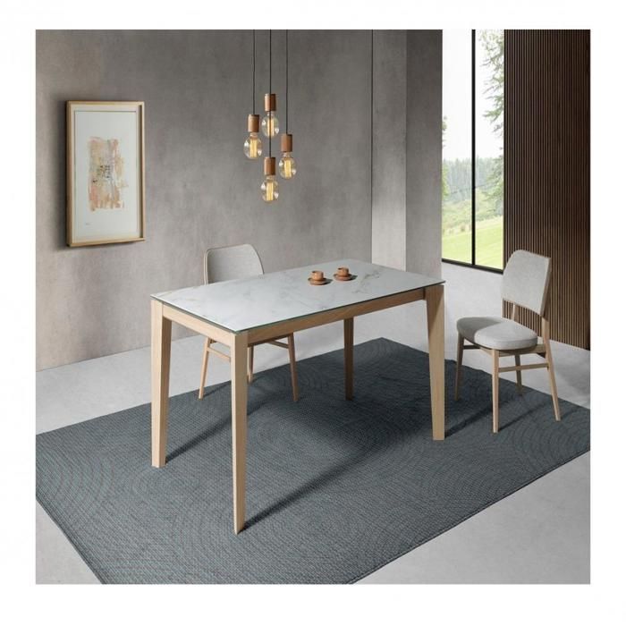 Table repas extensible GEO 8 couverts 140/210x90cm pieds chêne plateau ...