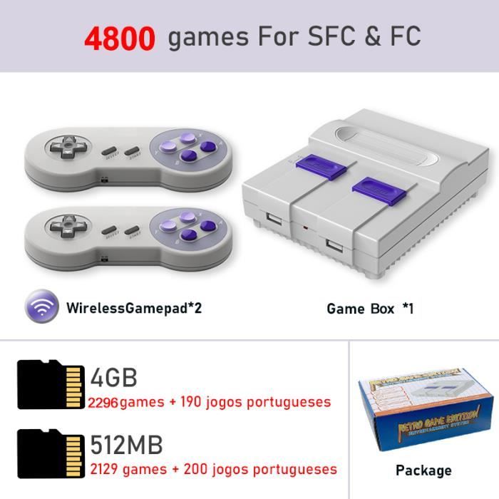 BR 4800 sans fil-Console de jeu rétro pour Clodrive SNES et AnjHDMI ...