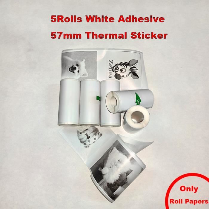 5rolls Sticker blanc - Mini imprimante thermique Portable, sans encre ...