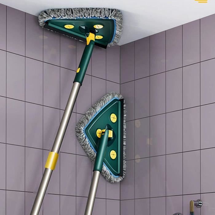 Balai de nettoyage réglable rotatif à 360 °, balai triangulaire ...