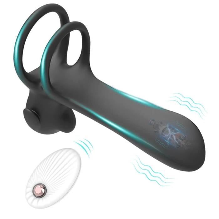 Gaine de penis,Anneau pénien télécommandé sans fil pour hommes, vibrateur de couple,anneau ...