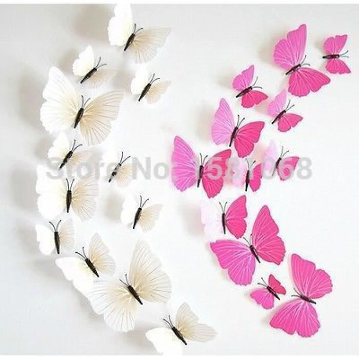 Modèle: Gris - 3d En Trois Dimensions Stickers Muraux Papillon Aimant ...