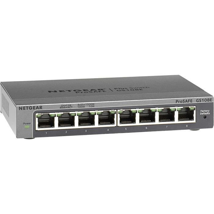 LIWI-NETGEAR (GS108E) Switch Ethernet Plus 8 Ports RJ45 Métal Gigabit ...