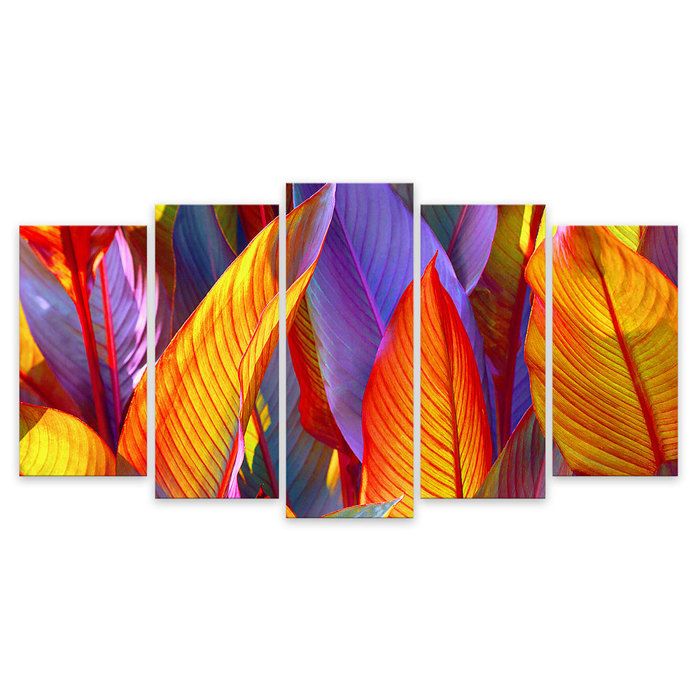 Tableau mural - HXA DECO - Fleurs Feuillage - 150x80 cm - Impression ...