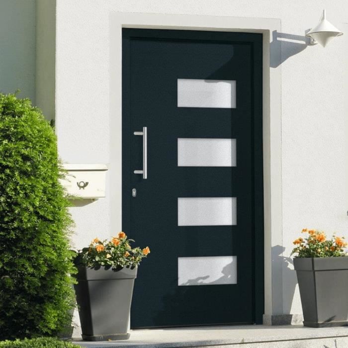 Plus Moderne© Porte d'entrée Aluminium et PVC Anthracite 110x210 cm ...