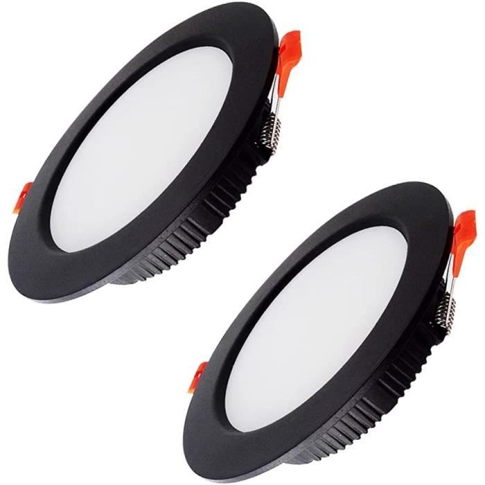2 Pack Spot Led Encastrable Noir, Extra Plat,7W 900LM = 90W incandescence, IP44, Blanc Froid ...