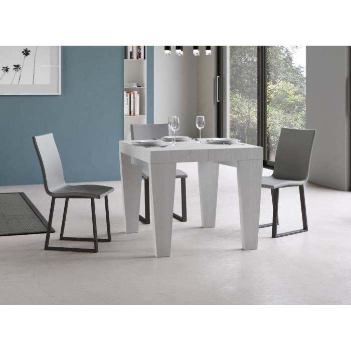 Table carrée extensible 4 à 10 personnes blanche Kristo L 90 à 246 cm ...