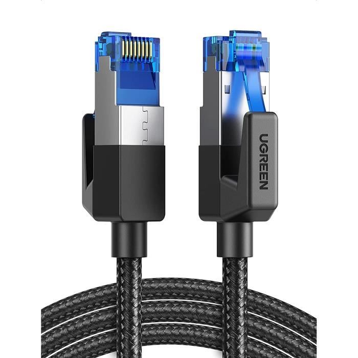 UGREEN Cat 8 Cable Ethernet Réseau RJ45 Nylon Tressé Haut Débit 40Gbps 2000MHz Compatible avec ...