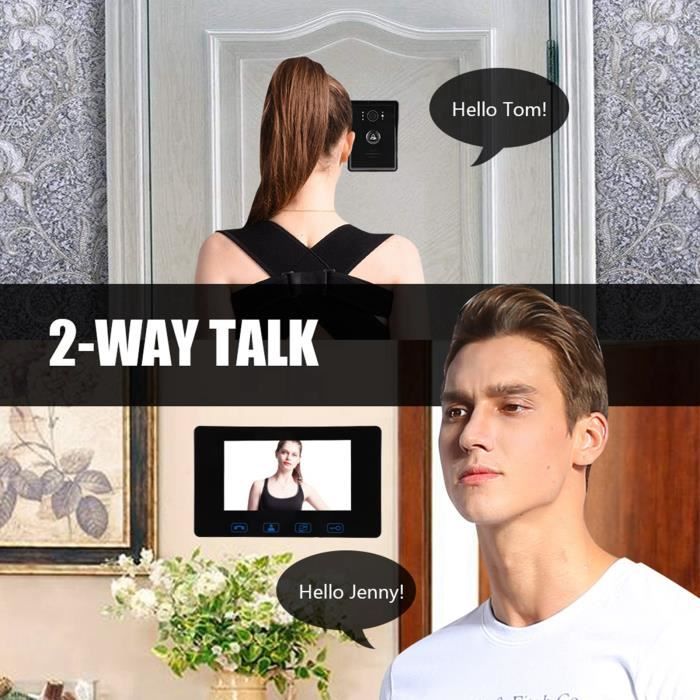 Fan Sonnette Dinterphone Vidéo Visiophone Filaire 7 Pouces Hd 1 3 Millions De Pixels Sonnette