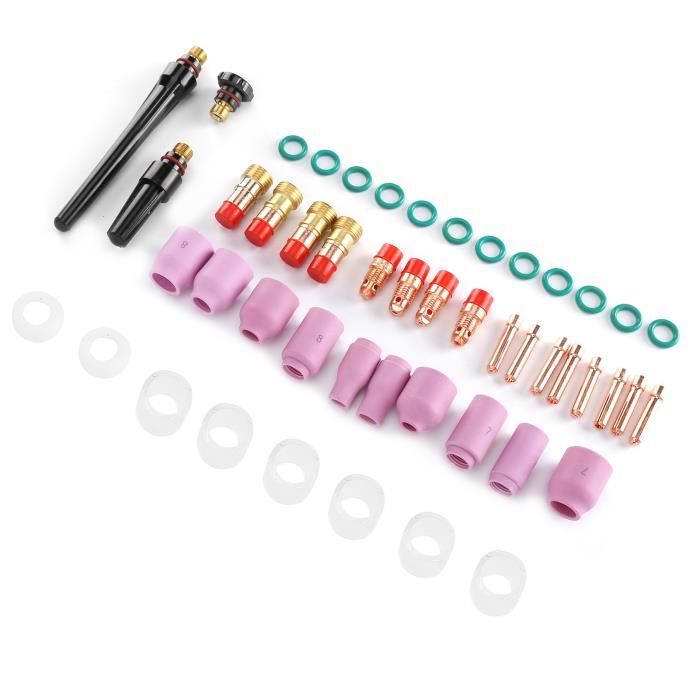 Kit de torche de soudage TIG - EJ.LIFE - 49 pièces - Cuivre et céramique - Compatible WP17/18/26 ...