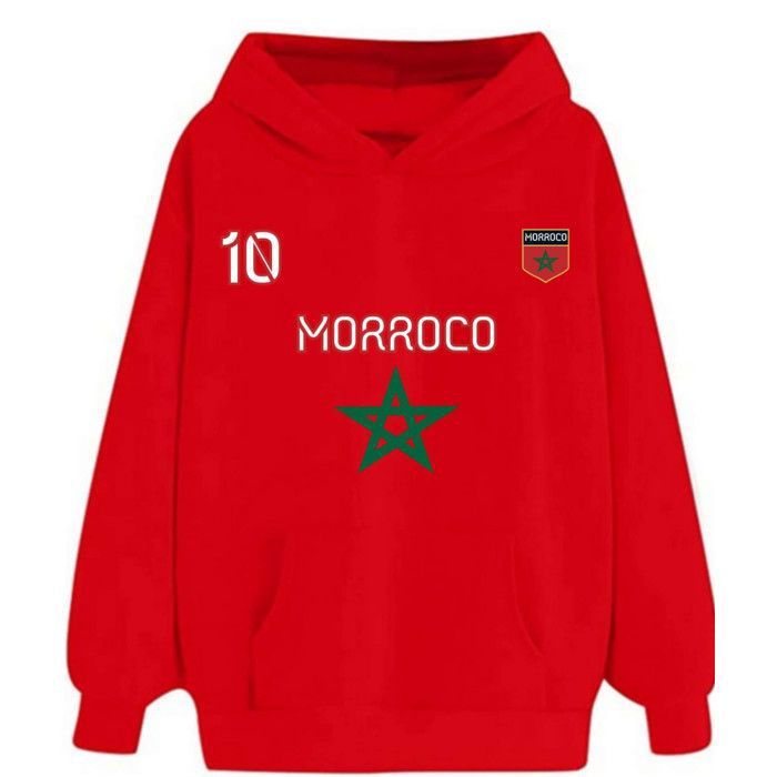 Sweat à capuche enfant - NPZ - Maroc - Rouge - Manches longues - 3 à 14 ...