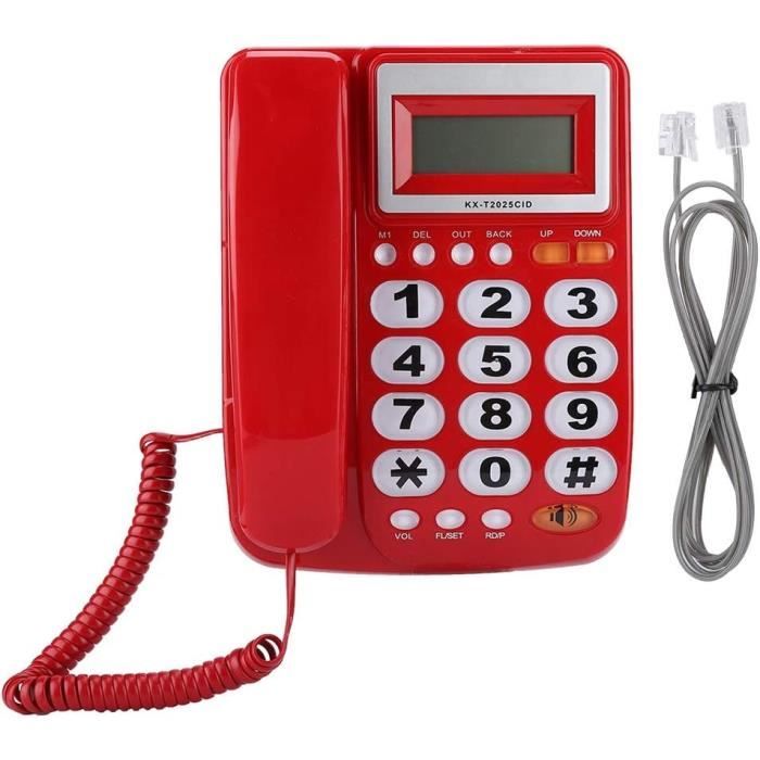 Téléphone Fixe Filaire, Téléphone Filaire De Bureau À Gros Boutons Avec Haut-Parleur, Ensemble D ...